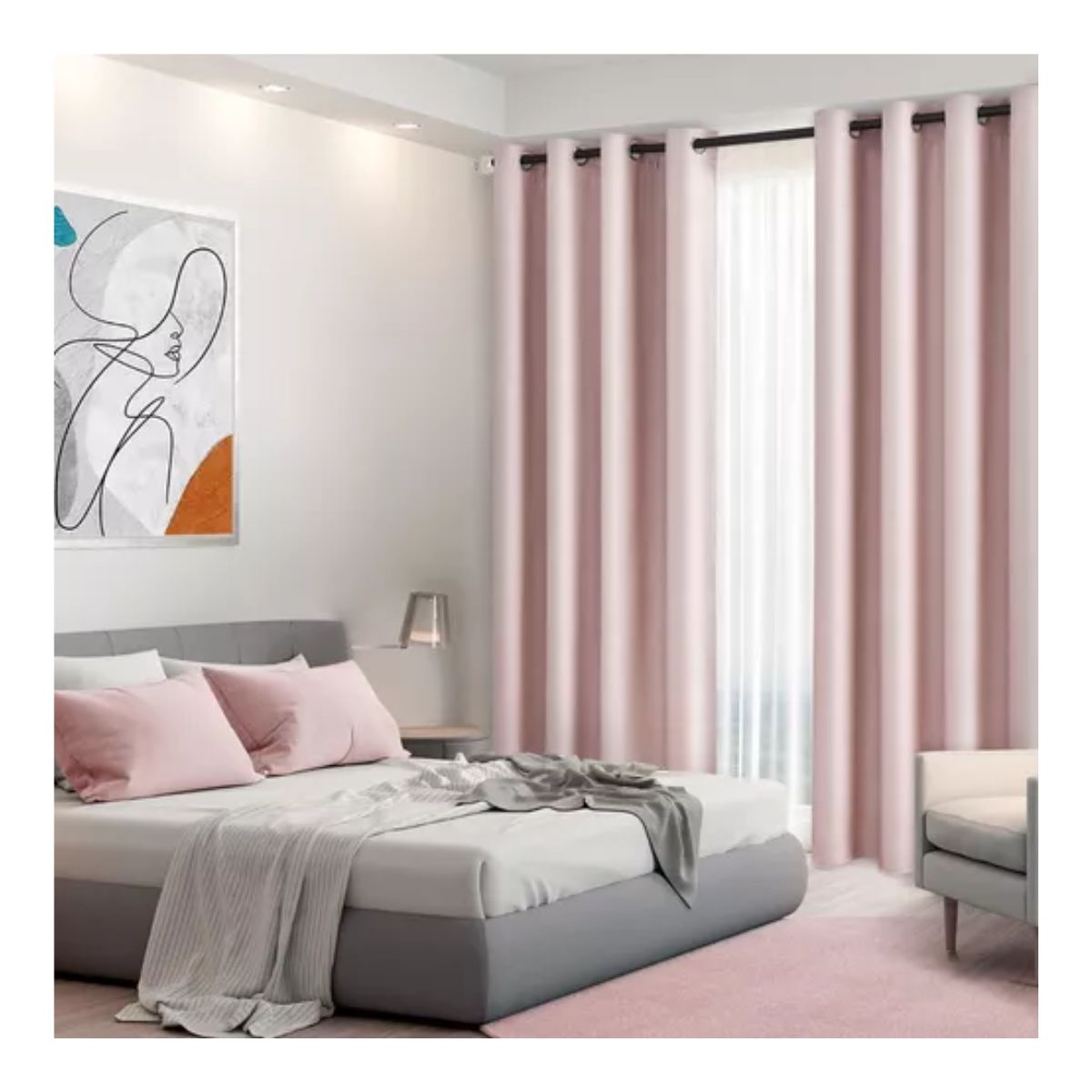 Cortina Para Ventana 214x160cm Aislado 2 Paneles Rosa