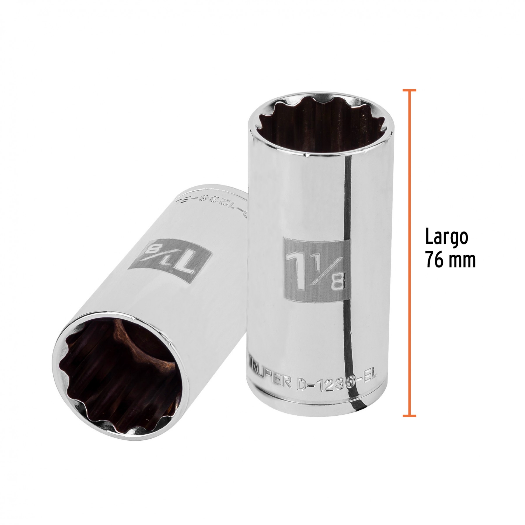 DADO LARGO DE 1-1/16", 12 PUNTAS, CUADRO 1/2", TRUPER 13371