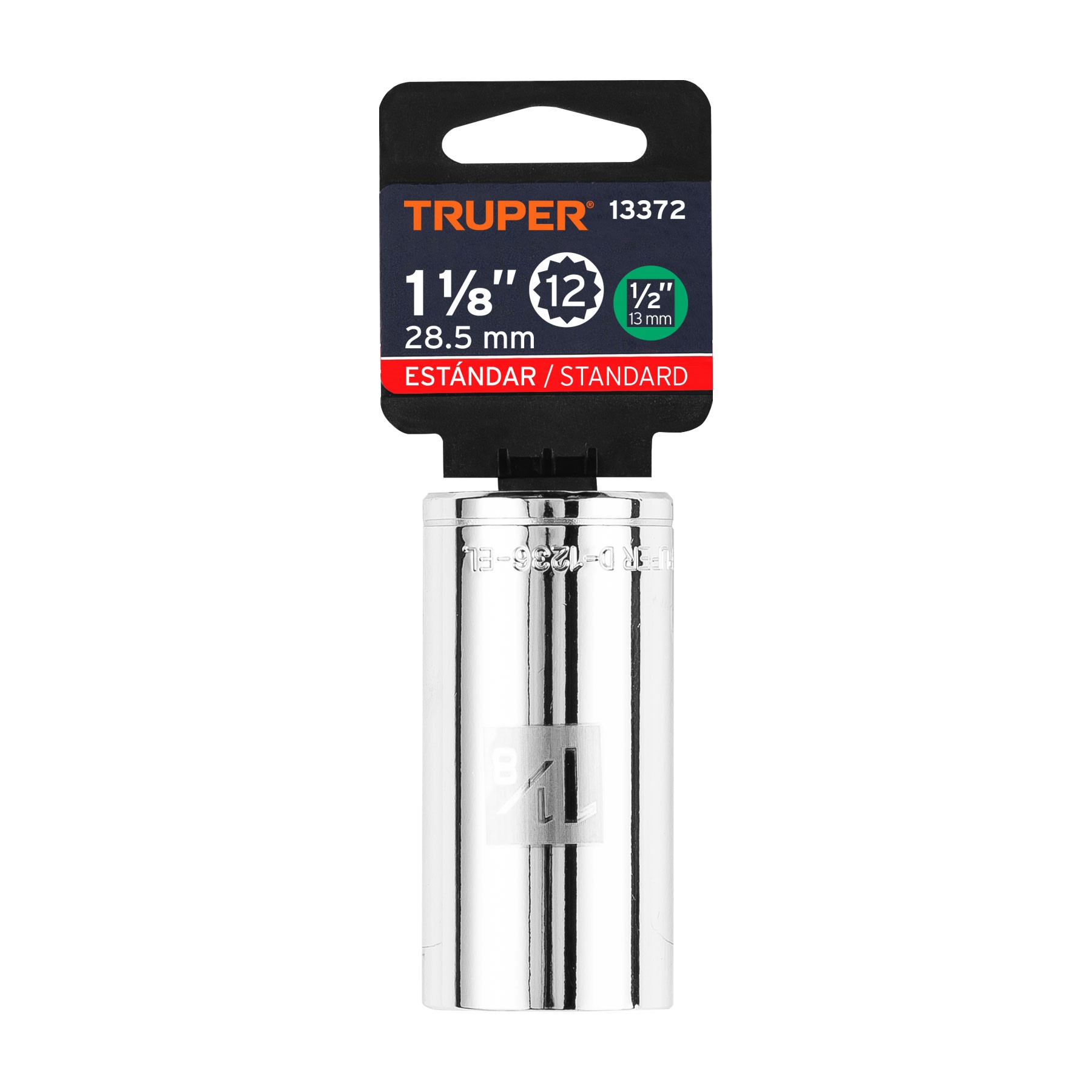 DADO LARGO DE 1-1/8", 12 PUNTAS, CUADRO 1/2", TRUPER 13372