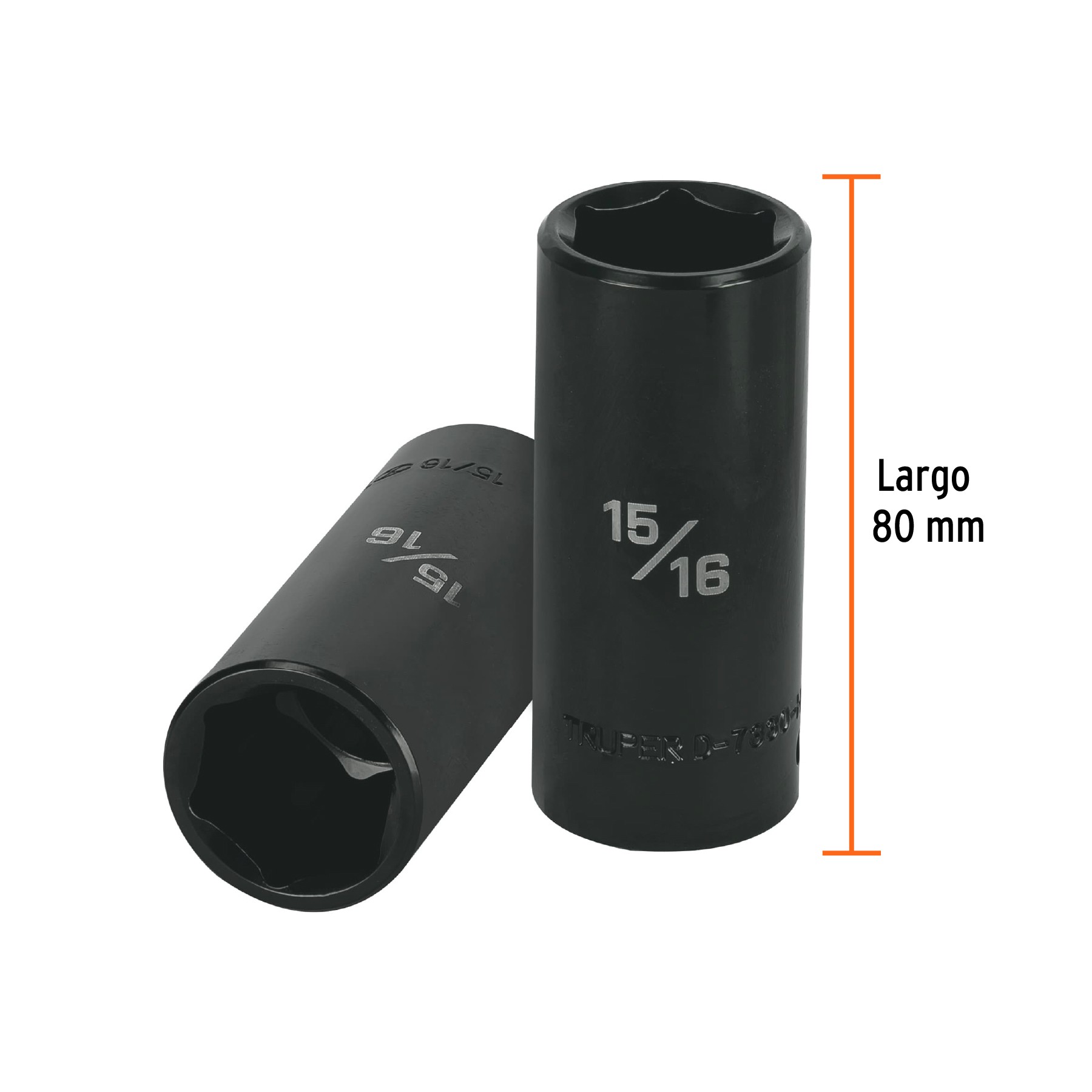 DADO LARGO IMPACTO DE 15/16", 6 PUNTAS, CUADRO 1/2", TRUPER 13395