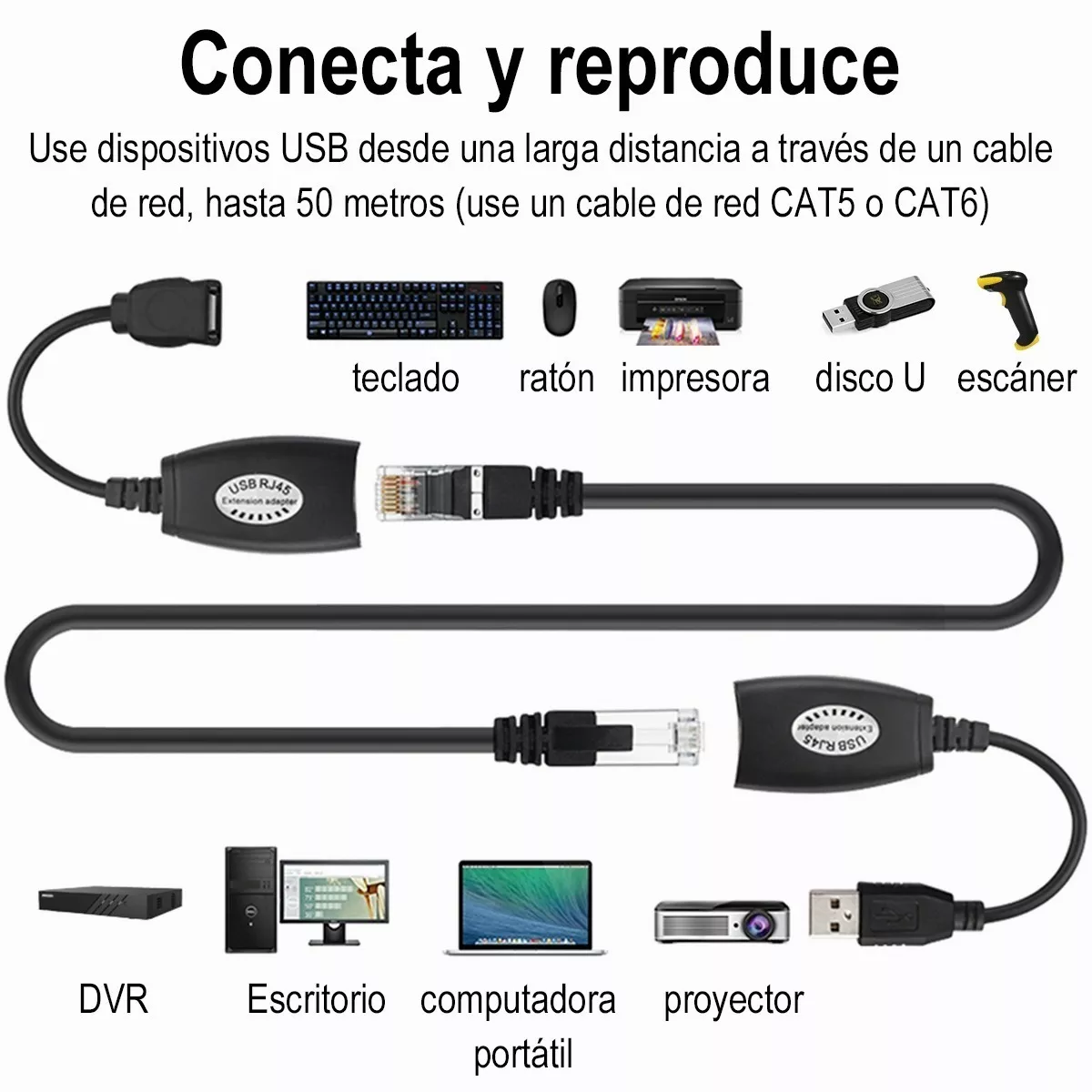 Extensor Usb 50m Por Cable Utp