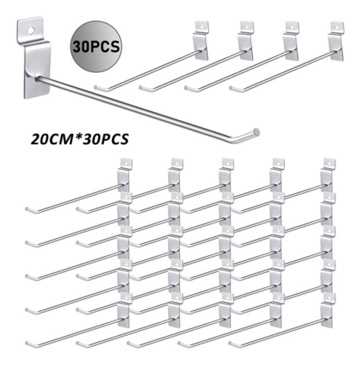 Gancho Blister Panel Ranurado Exhibipanel 20 cm 30 pcs, Plata