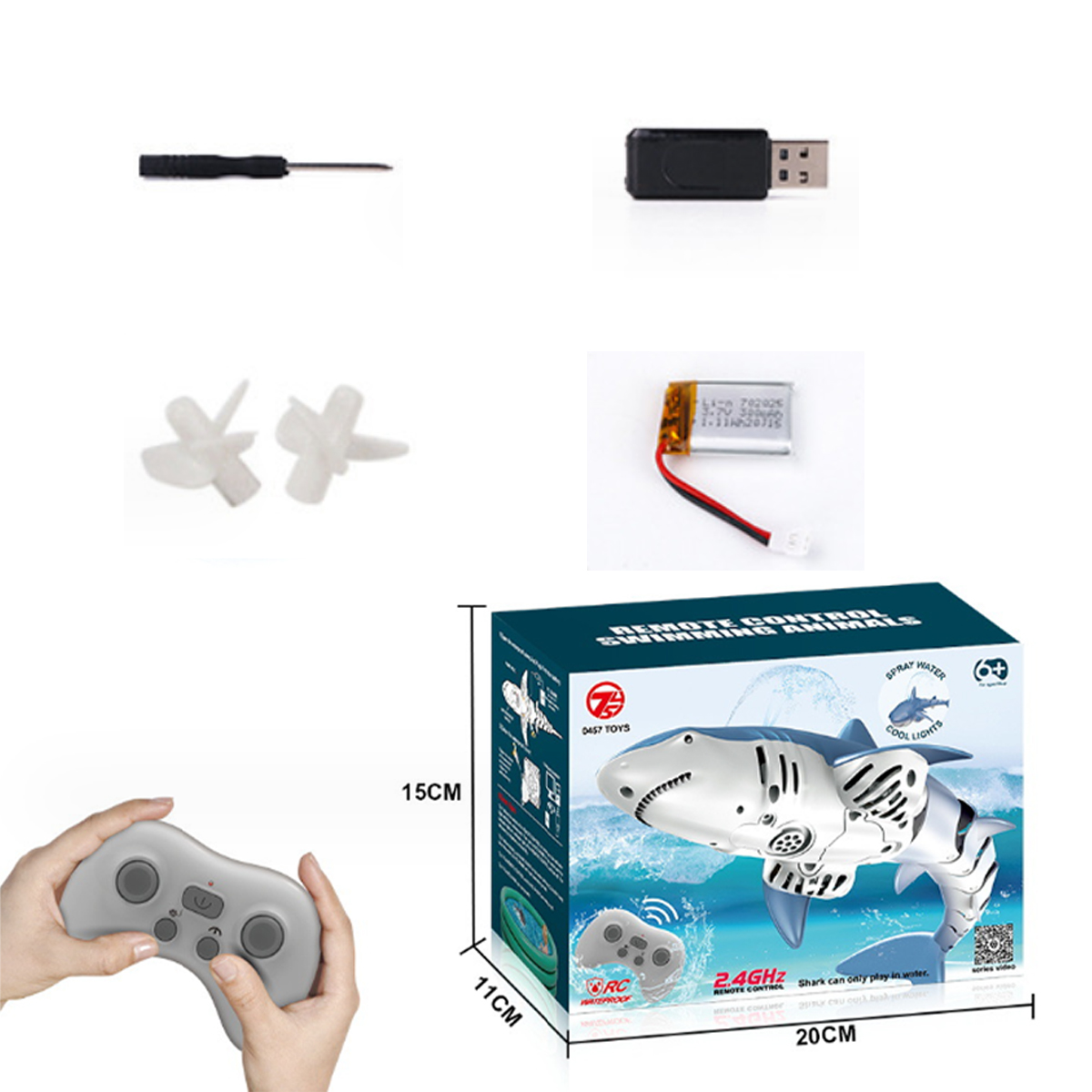 Juguete Tiburón Plateado de Control Remoto