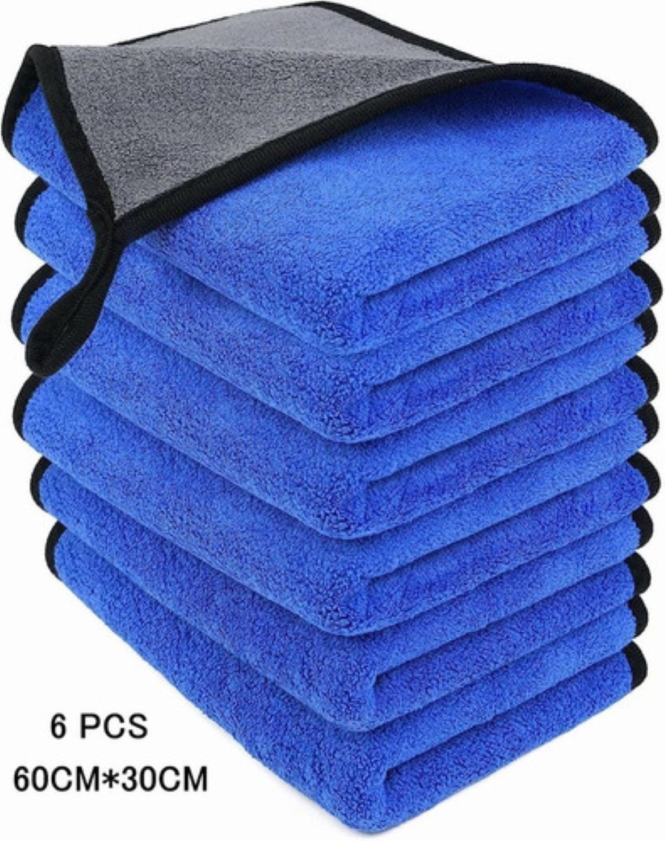 Toalla Microfibra Auto Paño Seco Con Toalla Superfina,6 Pzs Azul