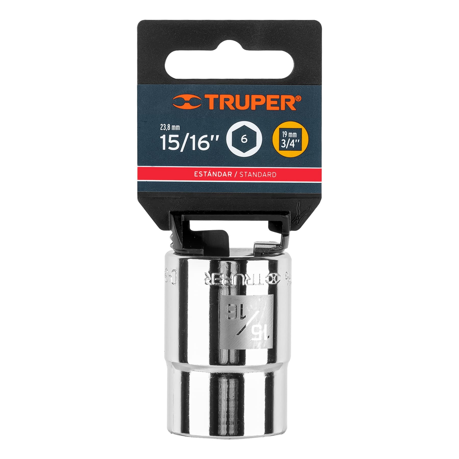 DADO DE 15/16", 6 PUNTAS, CUADRO 3/4", TRUPER 13823