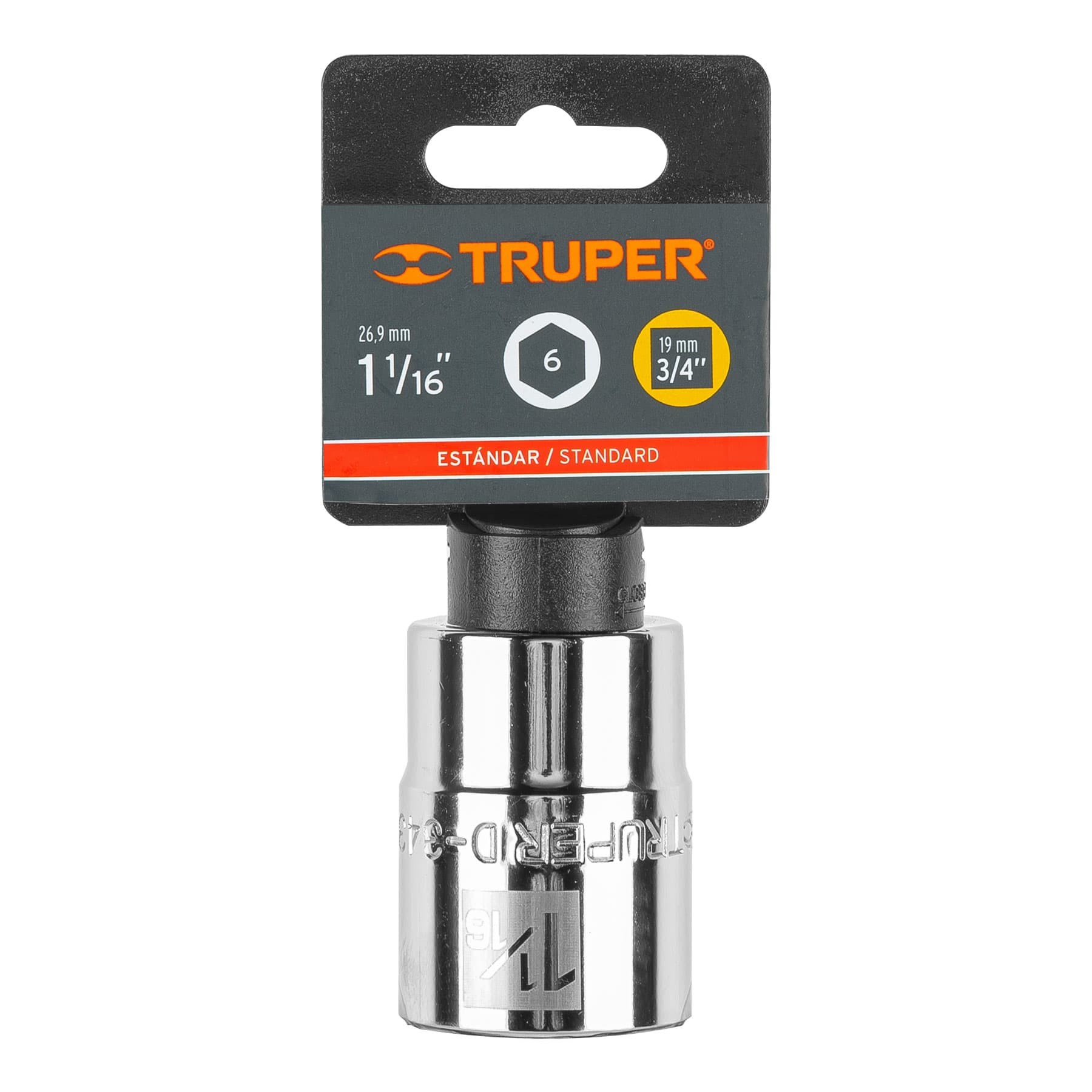 DADO DE 1-1/16", 6 PUNTAS, CUADRO 3/4", TRUPER 13825