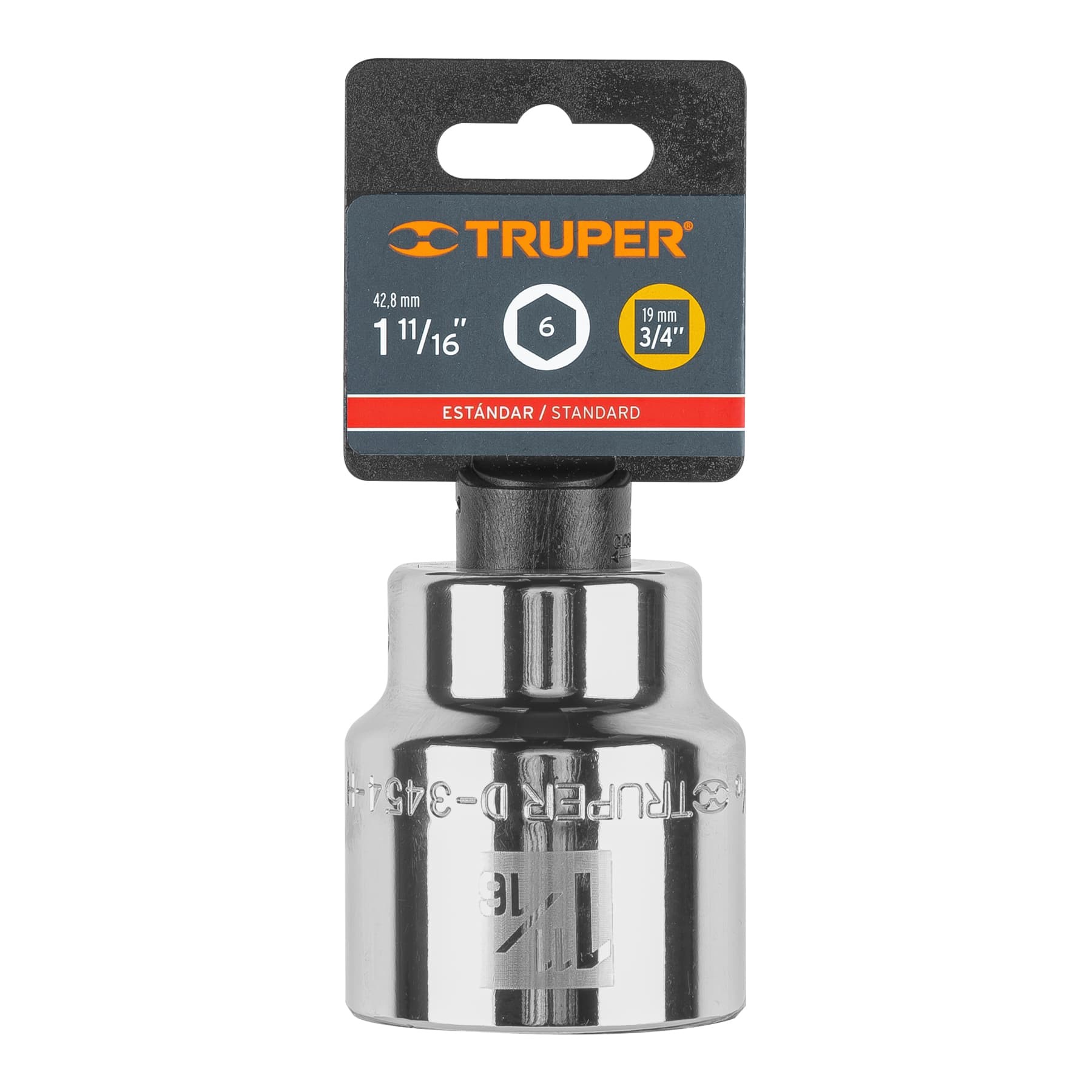 DADO DE 1-11/16", 6 PUNTAS, CUADRO 3/4", TRUPER 13835