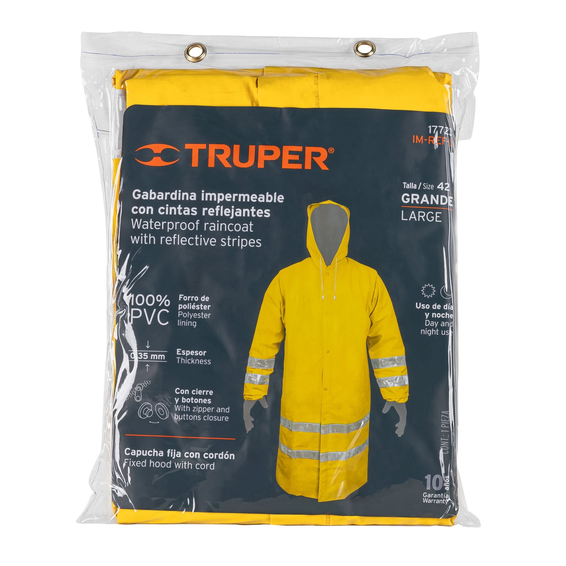 GABARDINA IMPERMEABLE DOBLE CAPA CON REFLEJANTE, G, TRUPER 17723