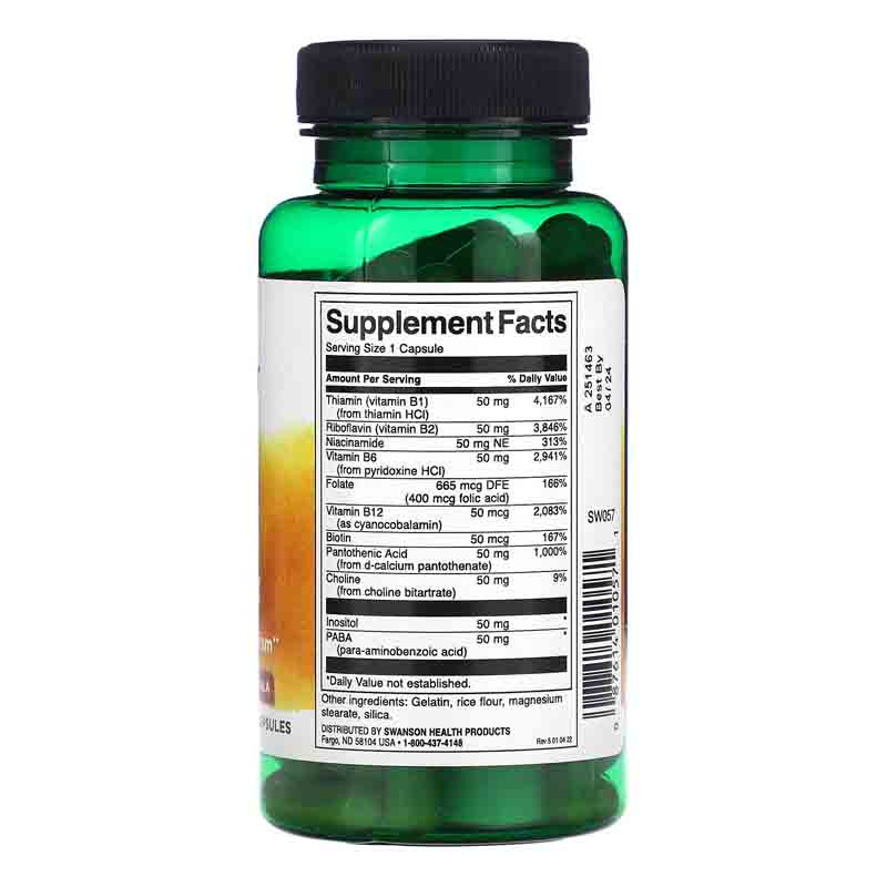 Balance B-50 Swanson 100 capsulas Complejo B Metabolismo Energia sabor ...