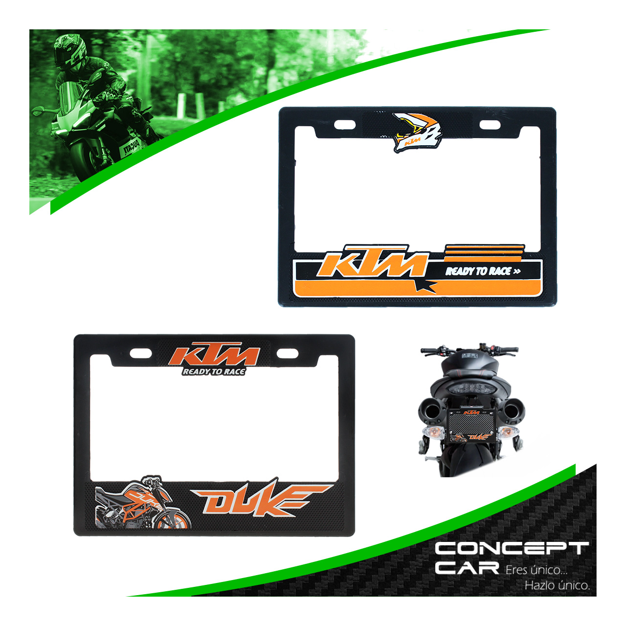 Marco Portaplaca Moto Plastico Impreso Placa Grande Ktm