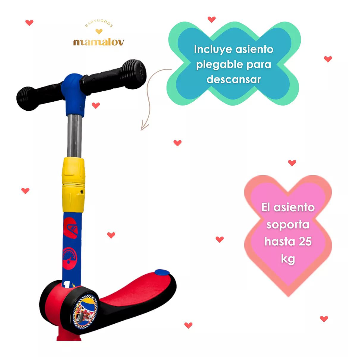 Scooter 2 En 1 Apache Con Asiento Racing 3 A 8 Años - Rojo