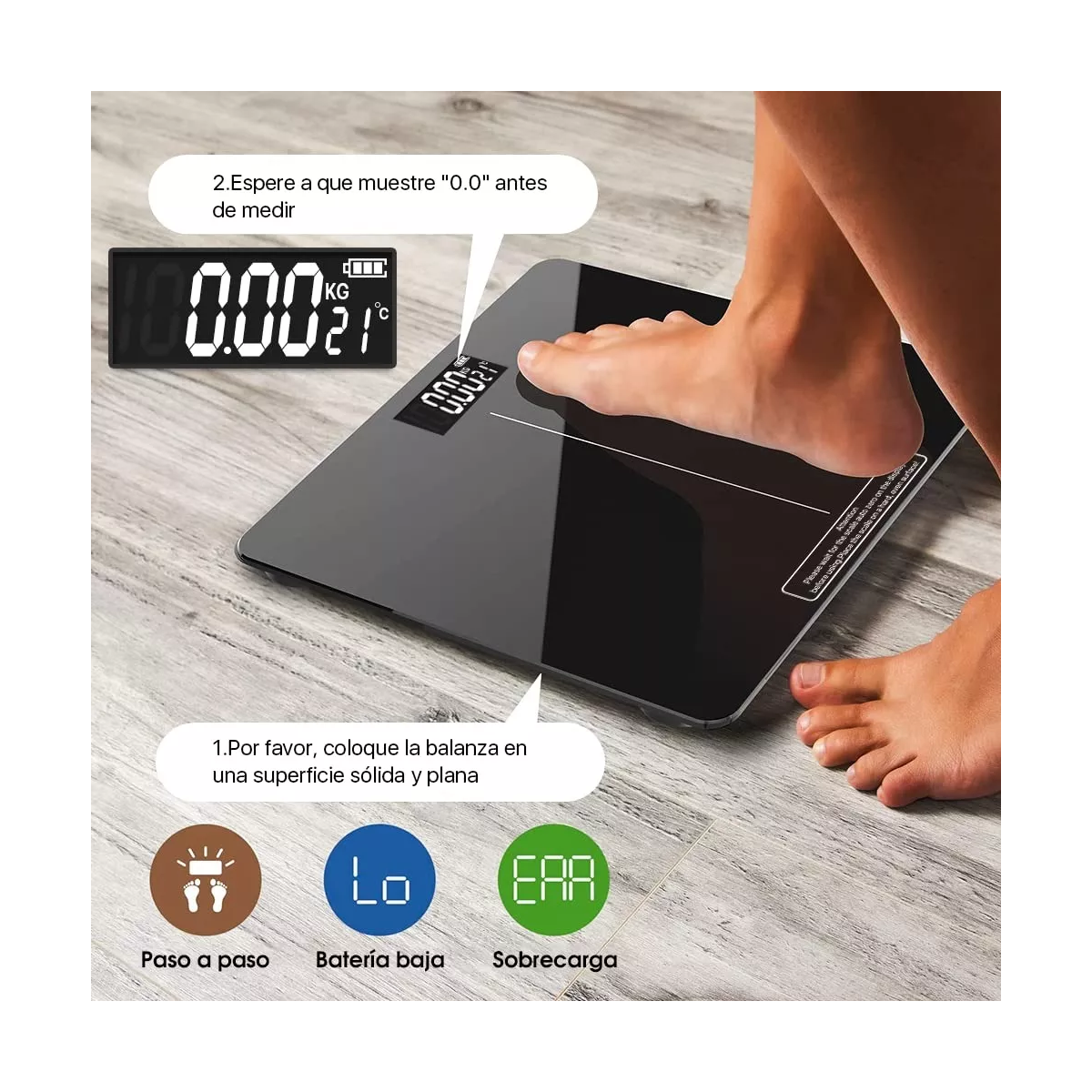 Báscula Digital Corporales Personales Electrónica Baño 180kg Negro