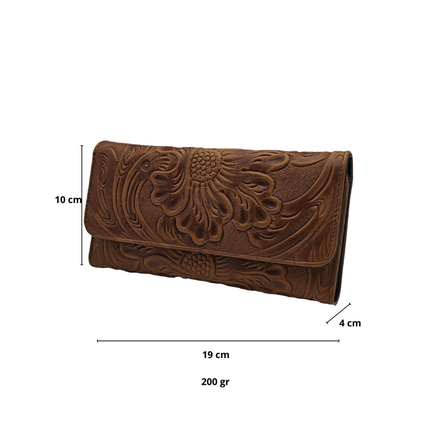 Cartera en Piel Genuina Cincelada Fana Fanny Camel