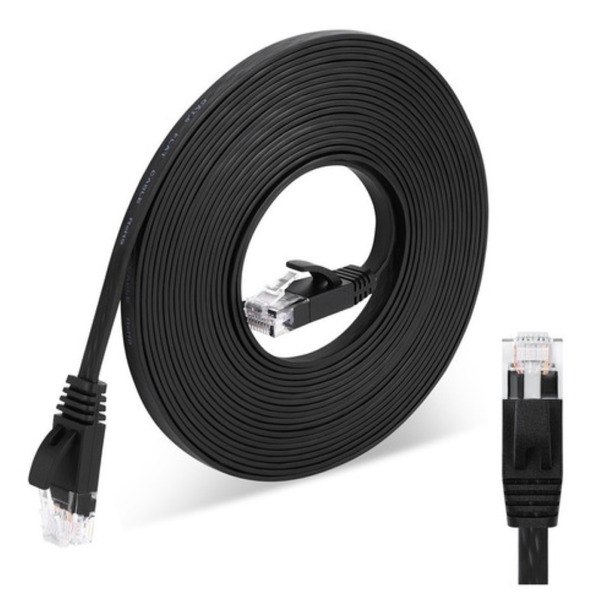 Cable De Red Plano Categoría 6 Cat6 Rj45 30m Ethernet Negro