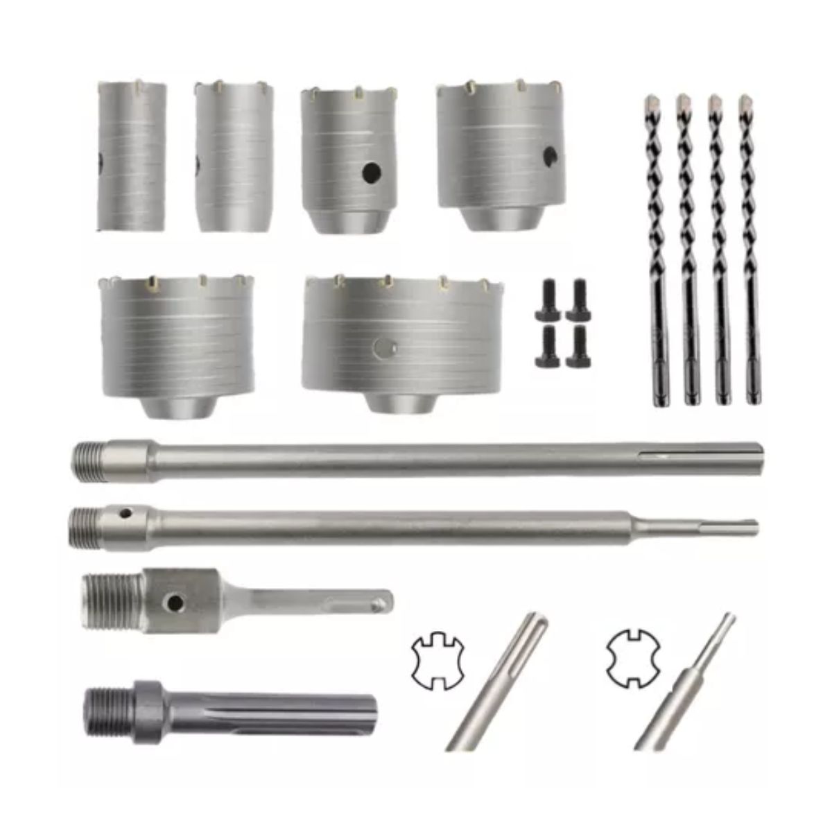 10 Brocas Pasamuros Sacabocas Plus/max 35-110mm Concreto Plata