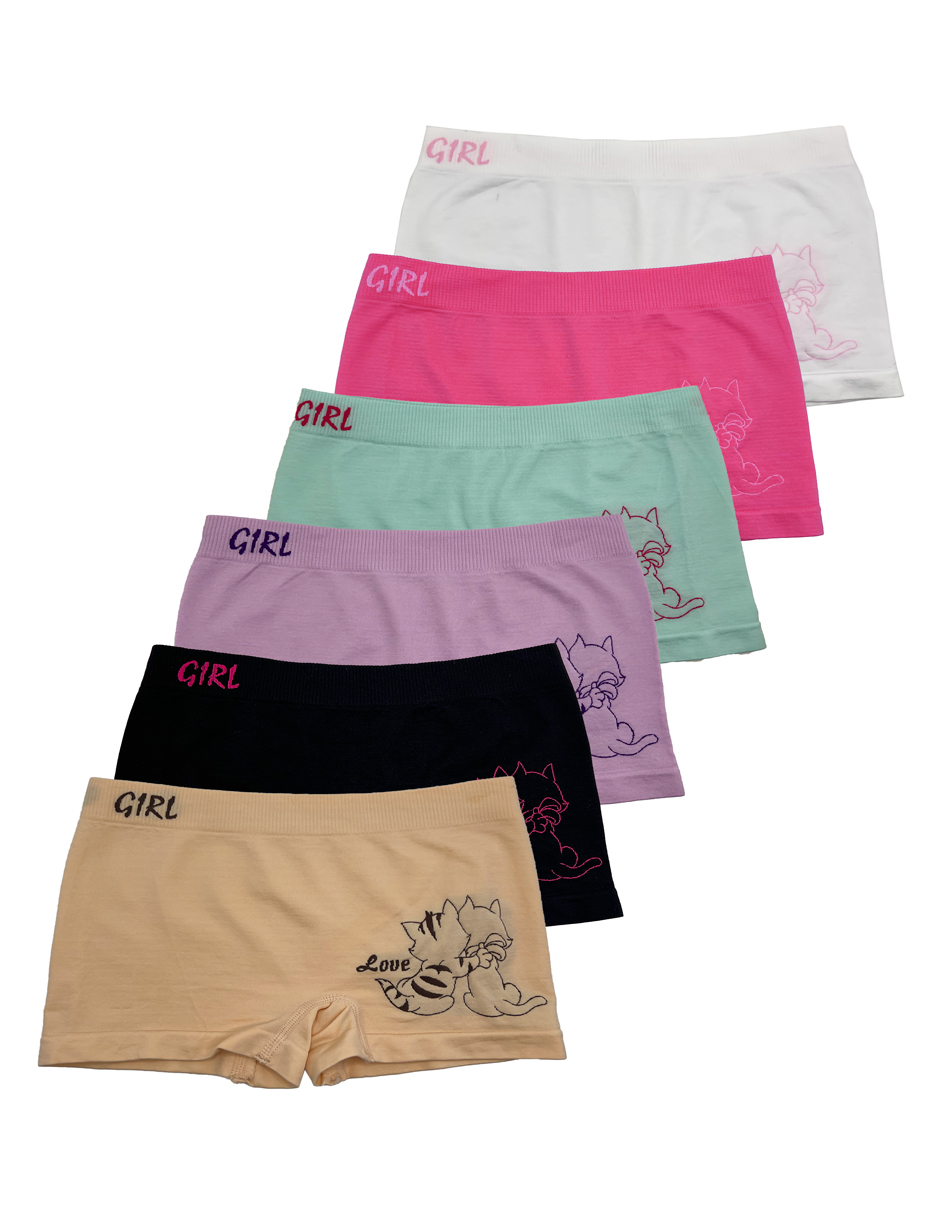 Paquete 6 Bóxers Niña Con Divertidos Diseños Multicolor