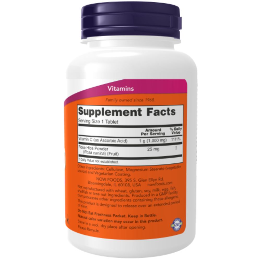 Now foods | Vitamina C-1000 con rosa mosqueta 100 Tabletas