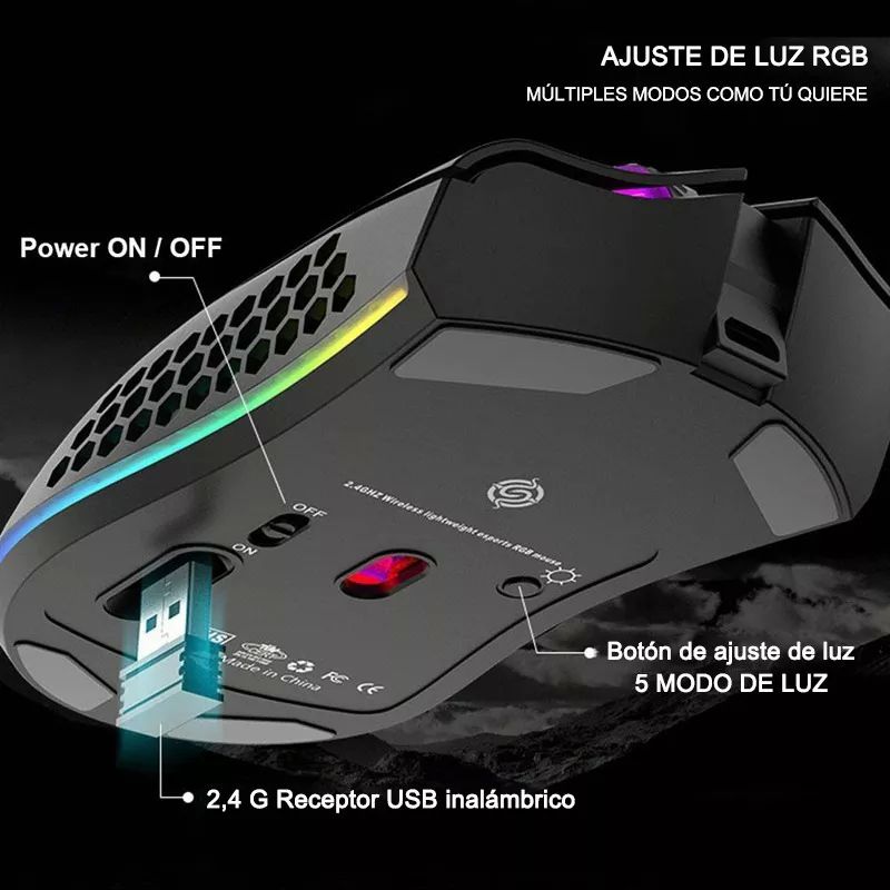 Mouse gamer inalámbrico recargable K-Snake BM600 black