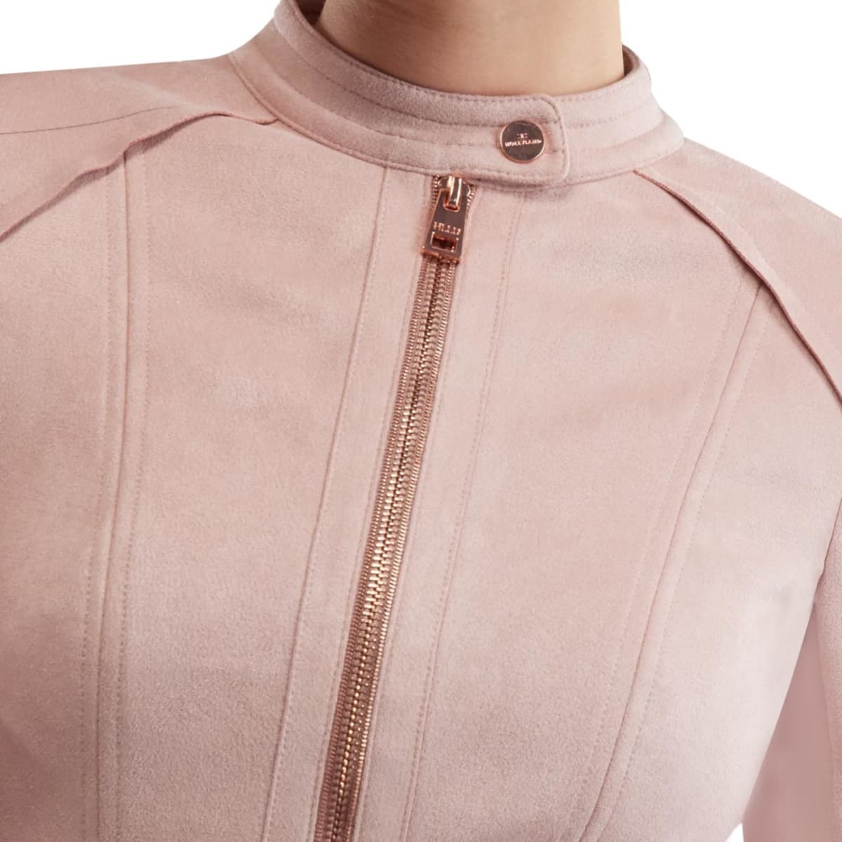 Chamarra color rosa suede tacto suave para mujer, marca Holly Land, mod ...