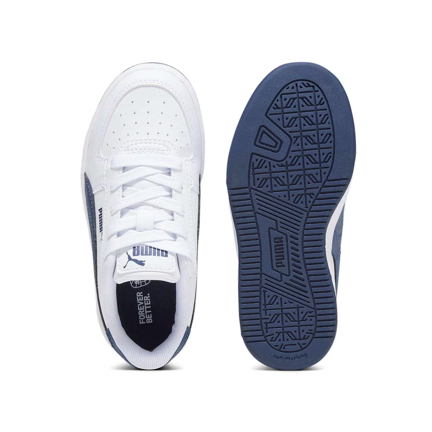 Tenis Casual Puma Caven 2.0 Ps blanco con azul 393838 08 niño