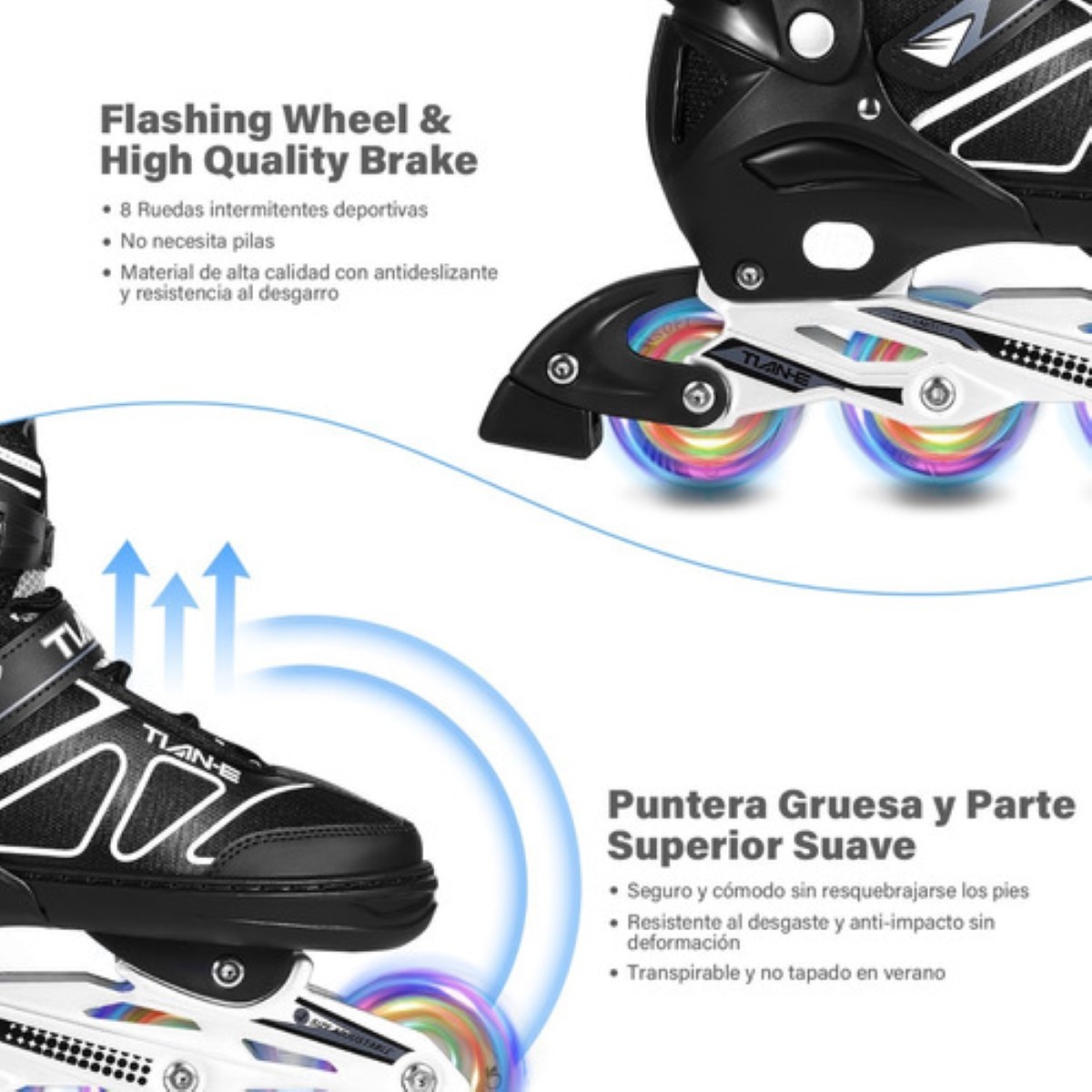 Patines En Línea Profesionales Adulto Ajustables Con Luces talla XL ...
