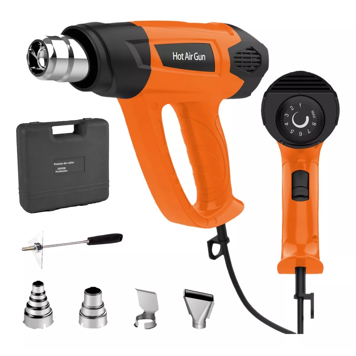 Pistola De Calor 2000w Pistola Calor Temperatura Ajustable Naranja