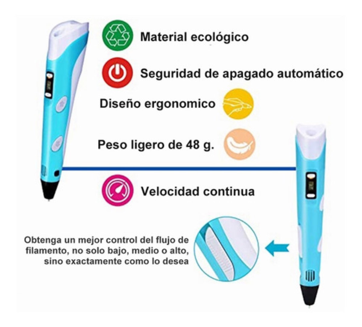 Kit Bolígrafo Impresora 3d Regalo Para Niños 5m Azul