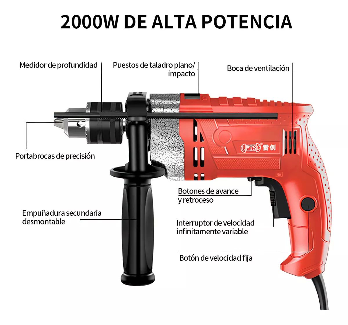 Taladro Rotomartillo 2000w Professional Set 84pcs.