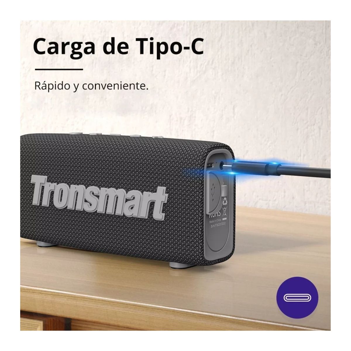 Bocina Tronsmart Trip Portátil Con Bluetooth 5.3 P/Color Negro