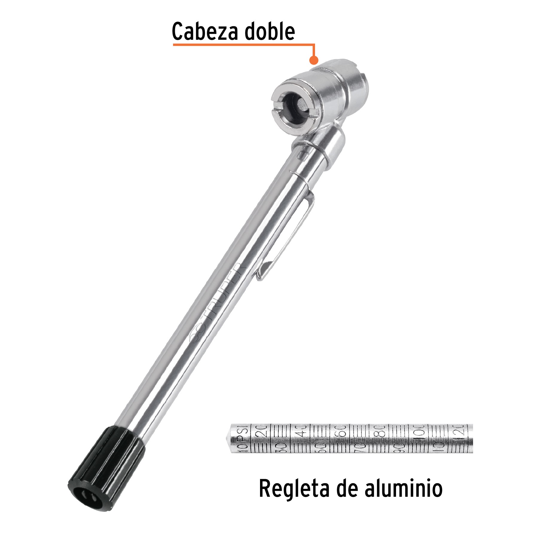CALIBRADOR DE PRESIÓN 120 PSI CABEZA DOBLE, TRUPER 19099