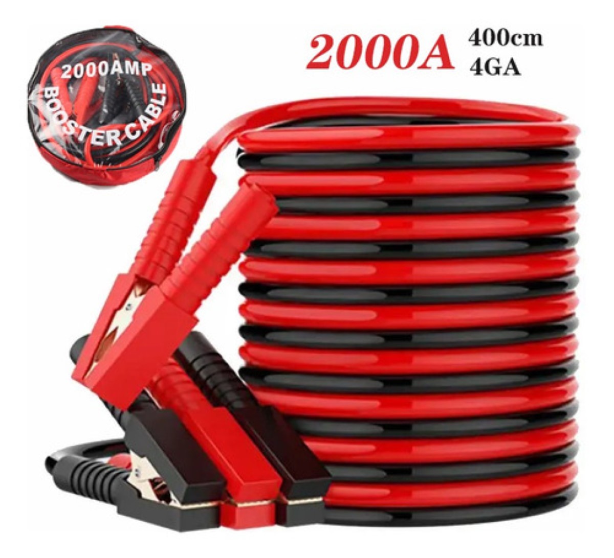 Cables Pasa Corriente 4 M Calibre 4 Awg Truper 2000a Negro/Rojo