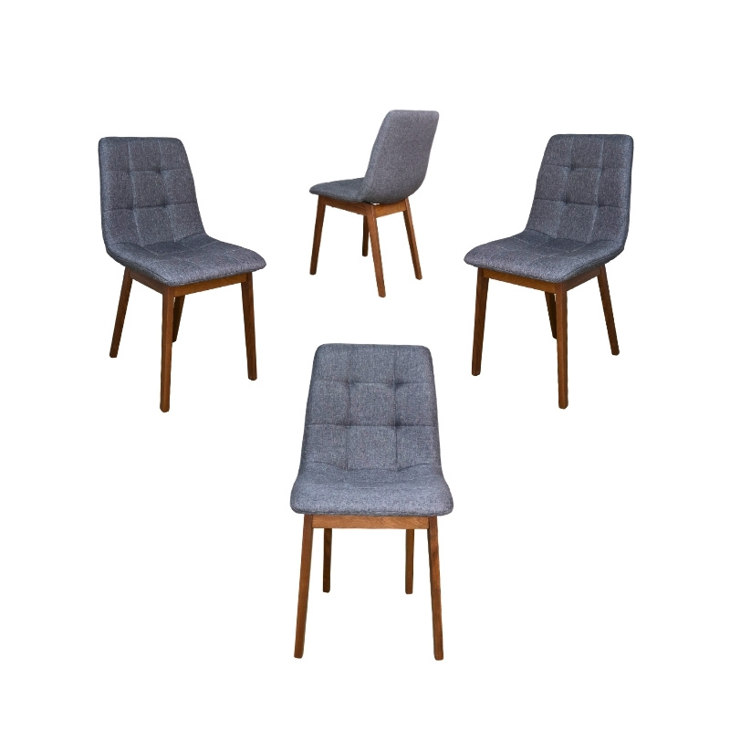 Set de 4 Sillas Armables de Madera en Lino Gris