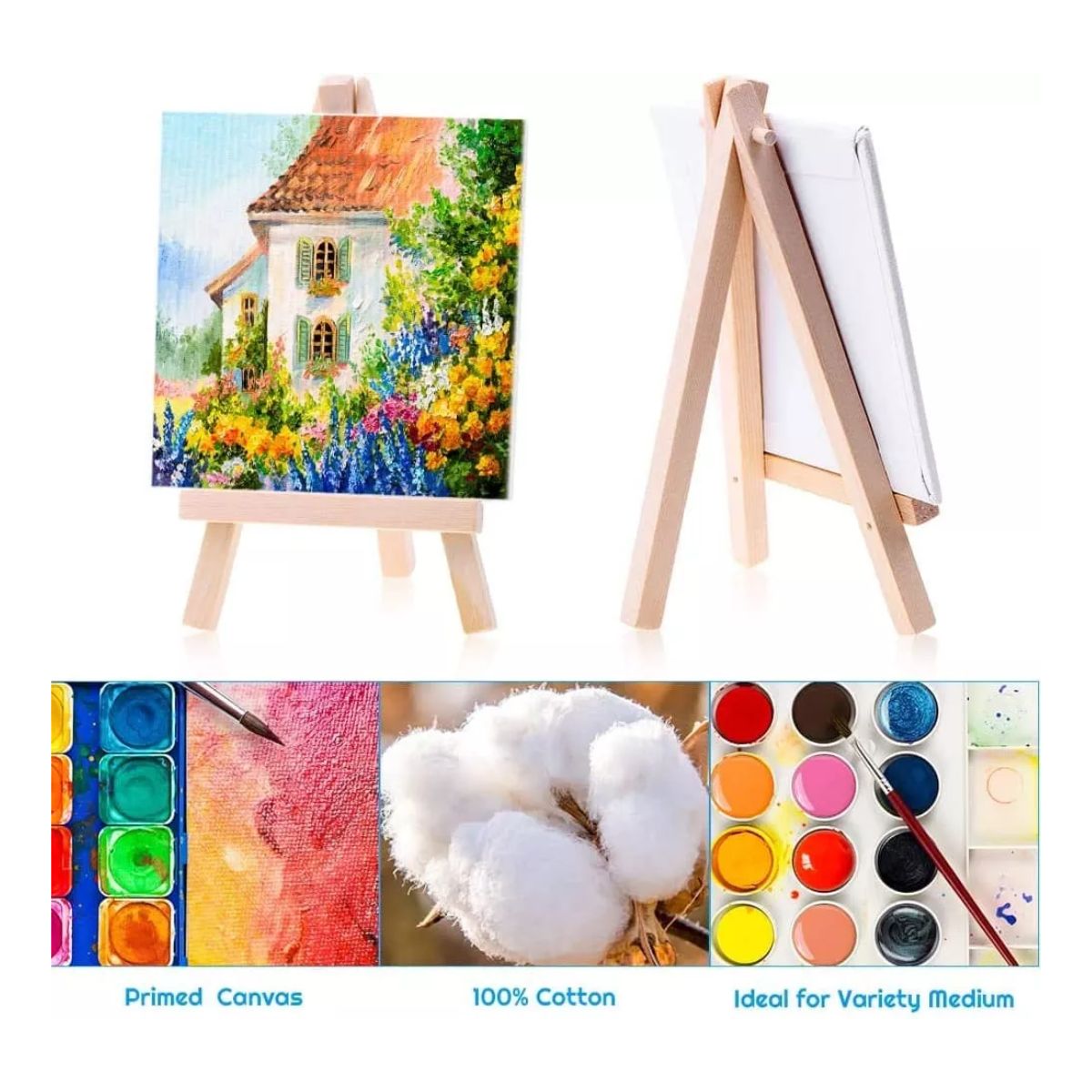 Juego De Mini Lienzos Minicaballete Con Bastidor De Lienzo, 14 PZS