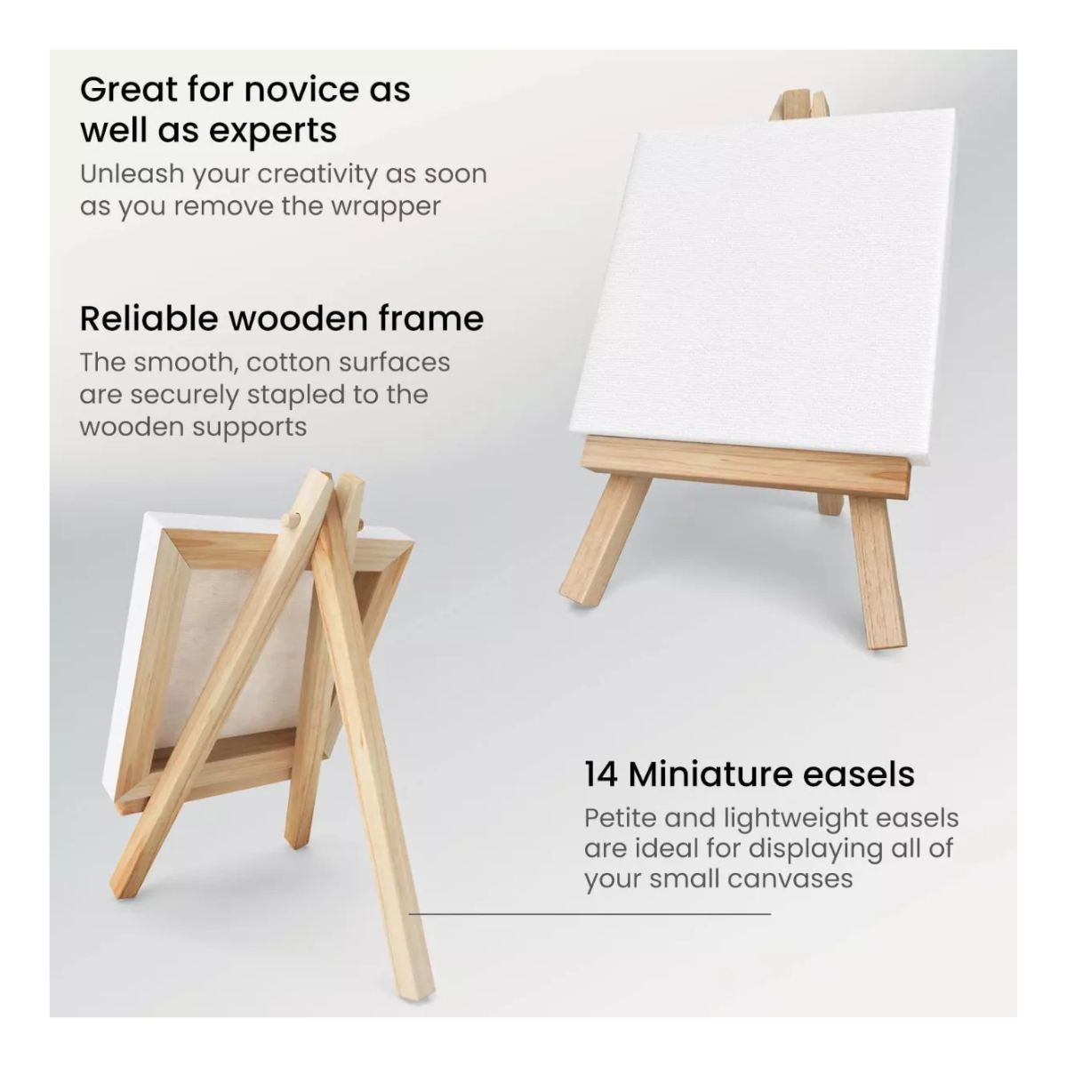 Juego De Mini Lienzos Minicaballete Con Bastidor De Lienzo, 14 PZS