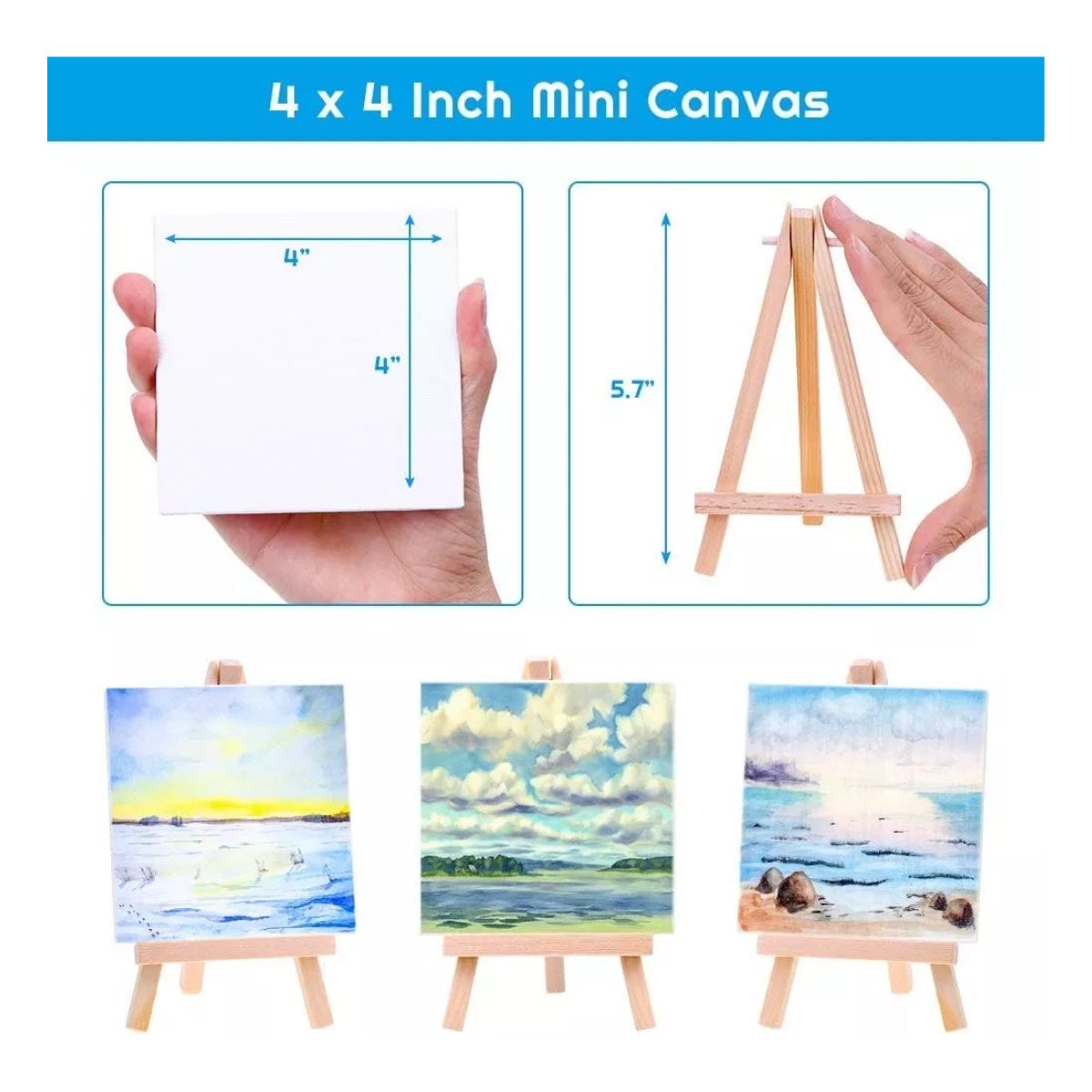 Juego De Mini Lienzos Minicaballete Con Bastidor De Lienzo, 14 PZS