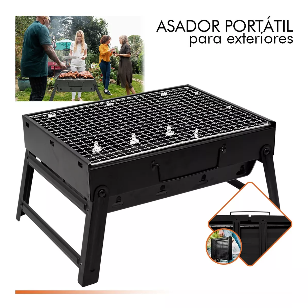 Asador Parrilla Carbón Grill Cocina Bbq Portátil Cocina