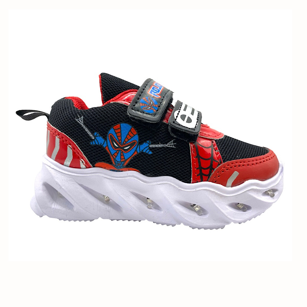 Tenis Rojo Arandano Spider Man Para Niño Con Luces Led
