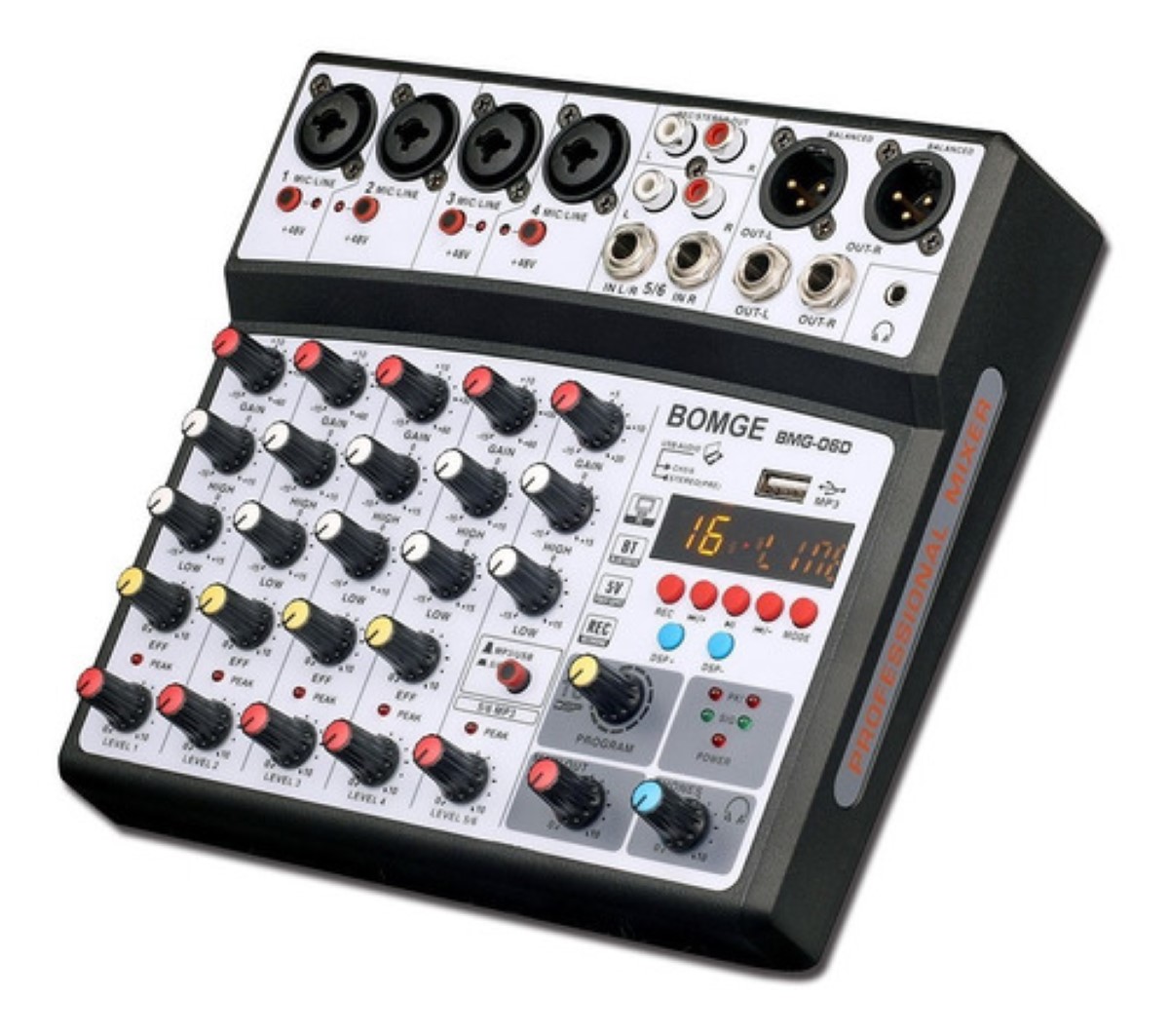 Bomge-audio Mezclador Bluetooth Usb Dsp (6 Canales) Negro