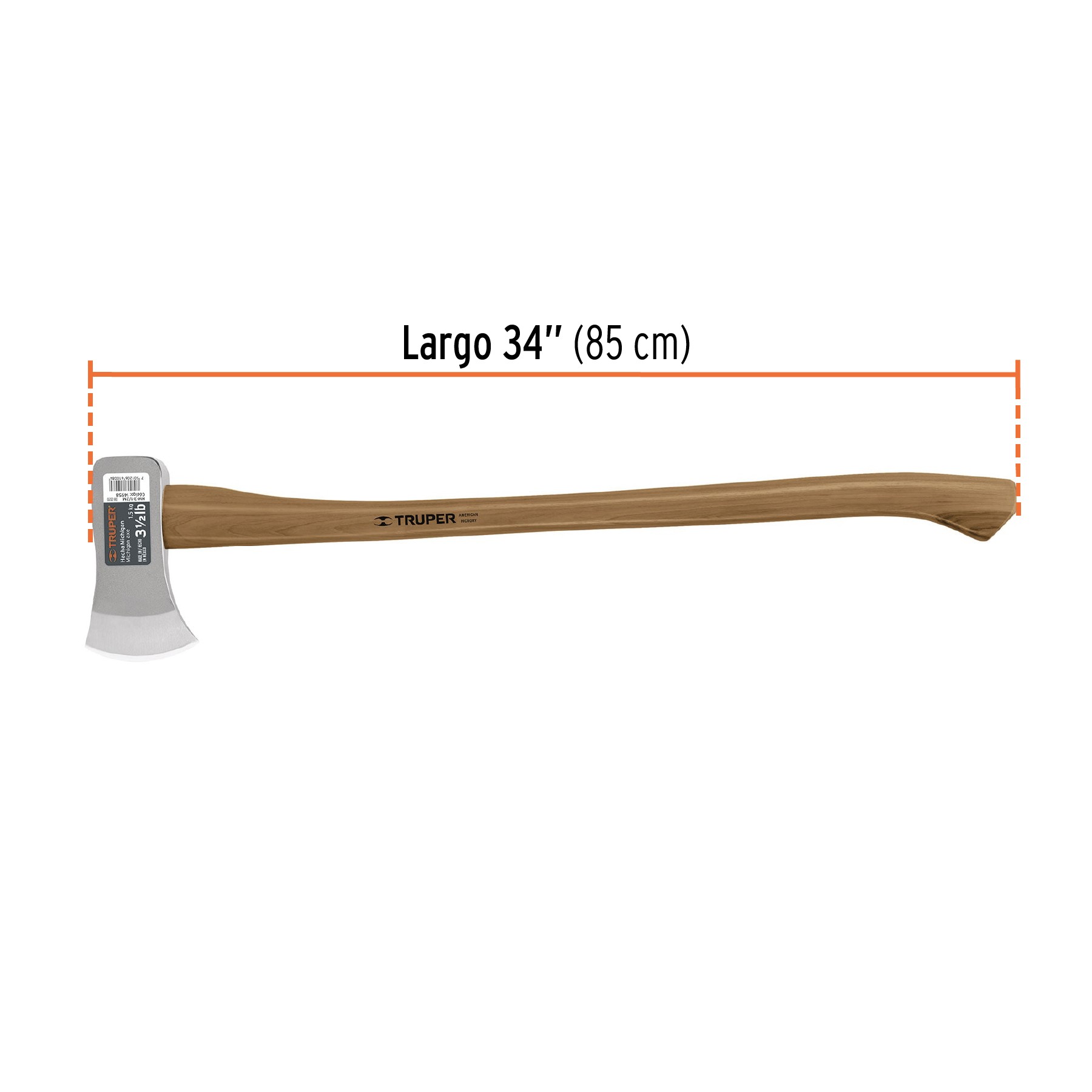 HACHA MICHIGAN 3-1/2 LB, MANGO DE HICKORY 34", TRUPER 14958