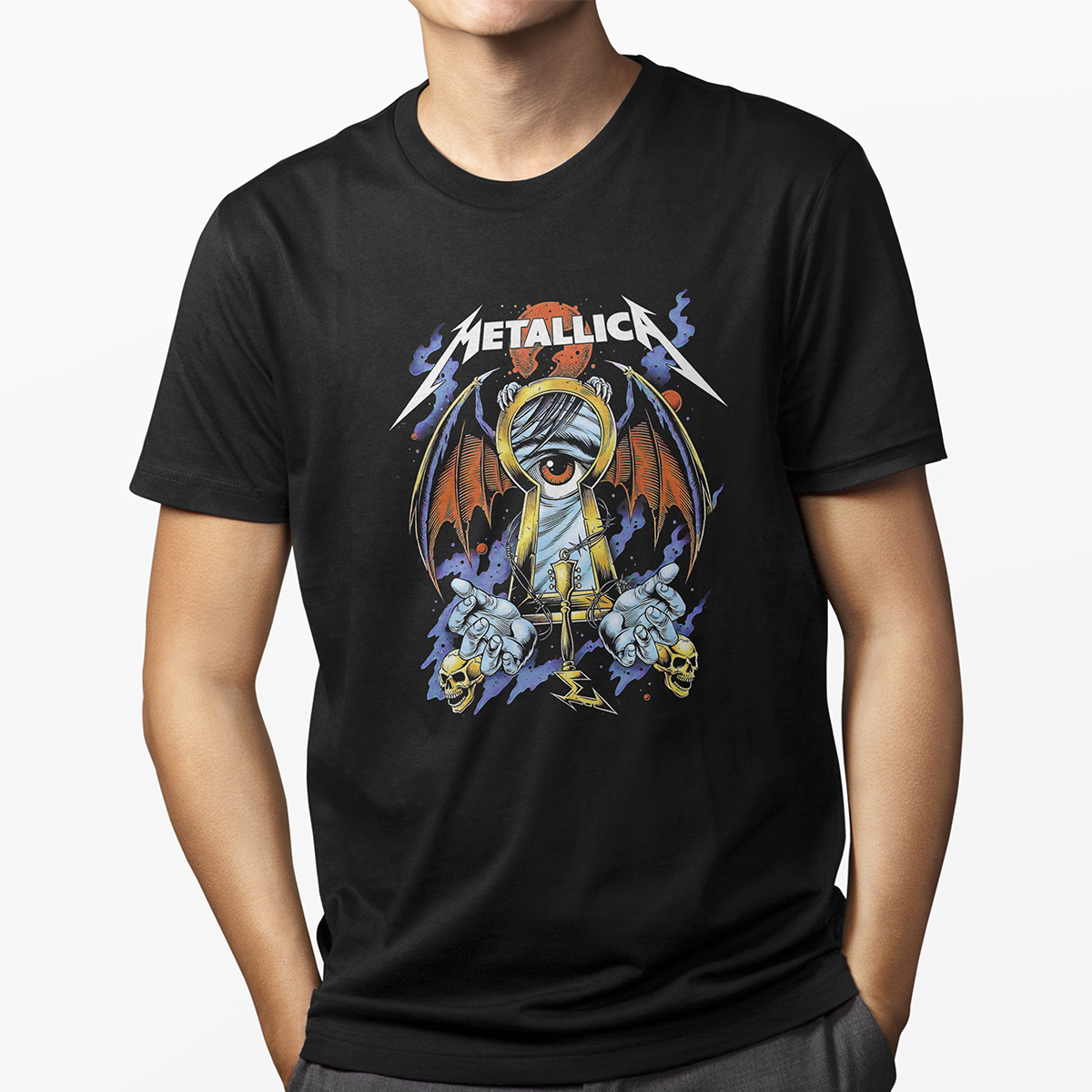 Playera Casual Negra para Hombre - Metallica Banda Metal