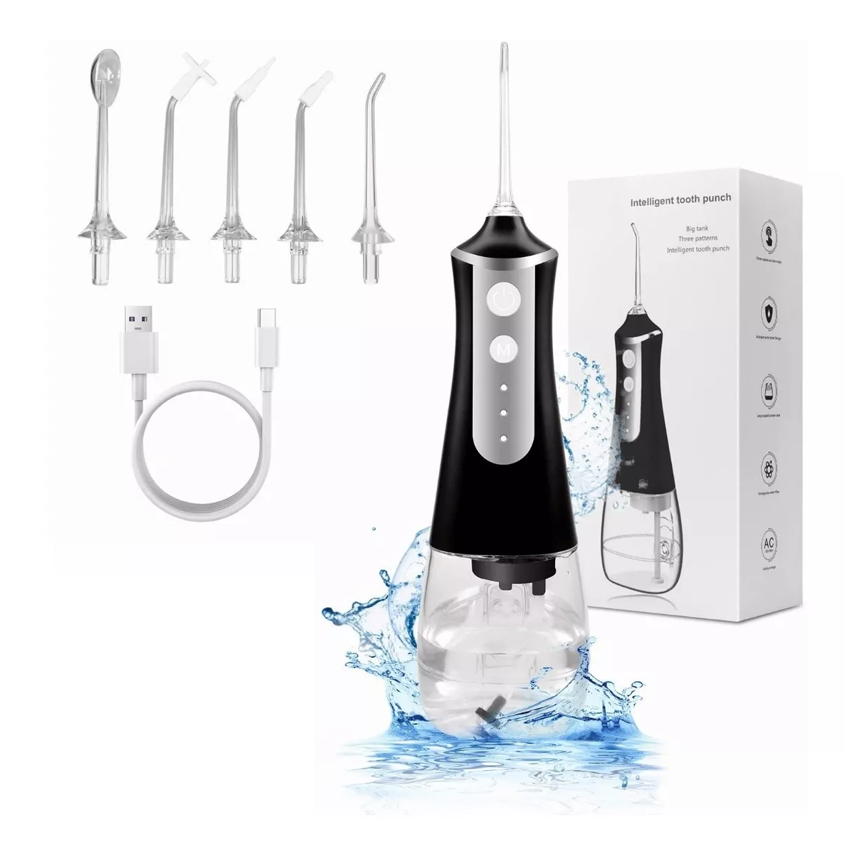 Irrigador Dental Bucal Portátil Recargable,inalambrica Negro