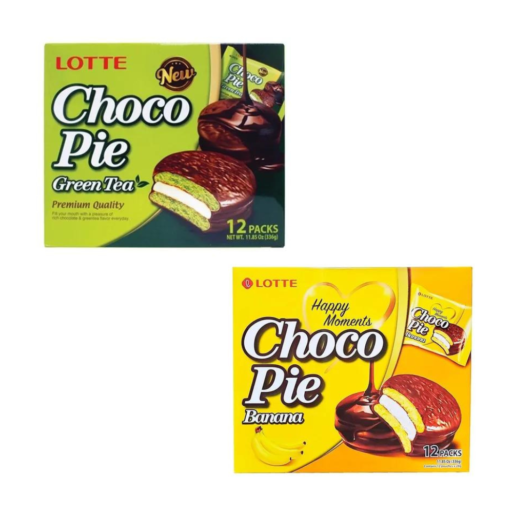 Choco pie Lotte matcha y plátano