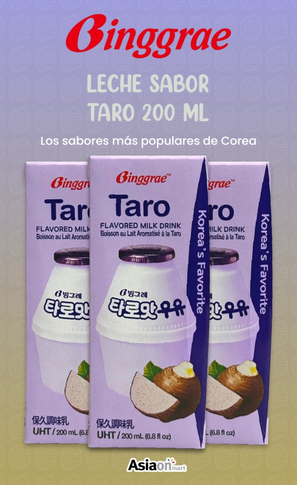 Binggrae Leche Sabor Taro Pack 6 Pzas 200ml C/u.