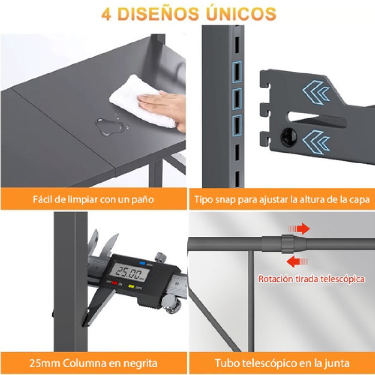 Estante Rack Ajustable Para Microondas 3 Niveles Organizador Gray