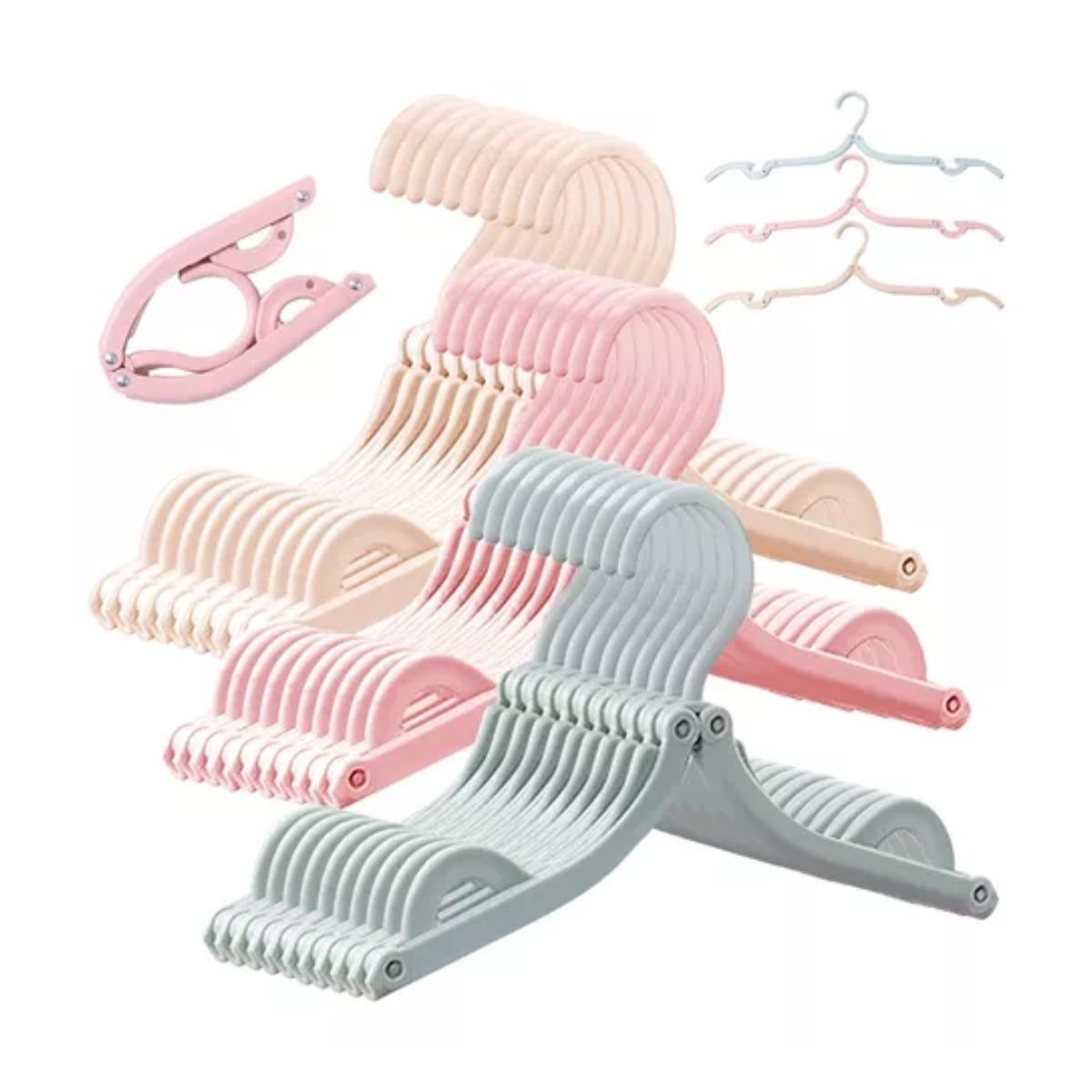 30 Ganchos Para Ropa Plegable Varios Colores