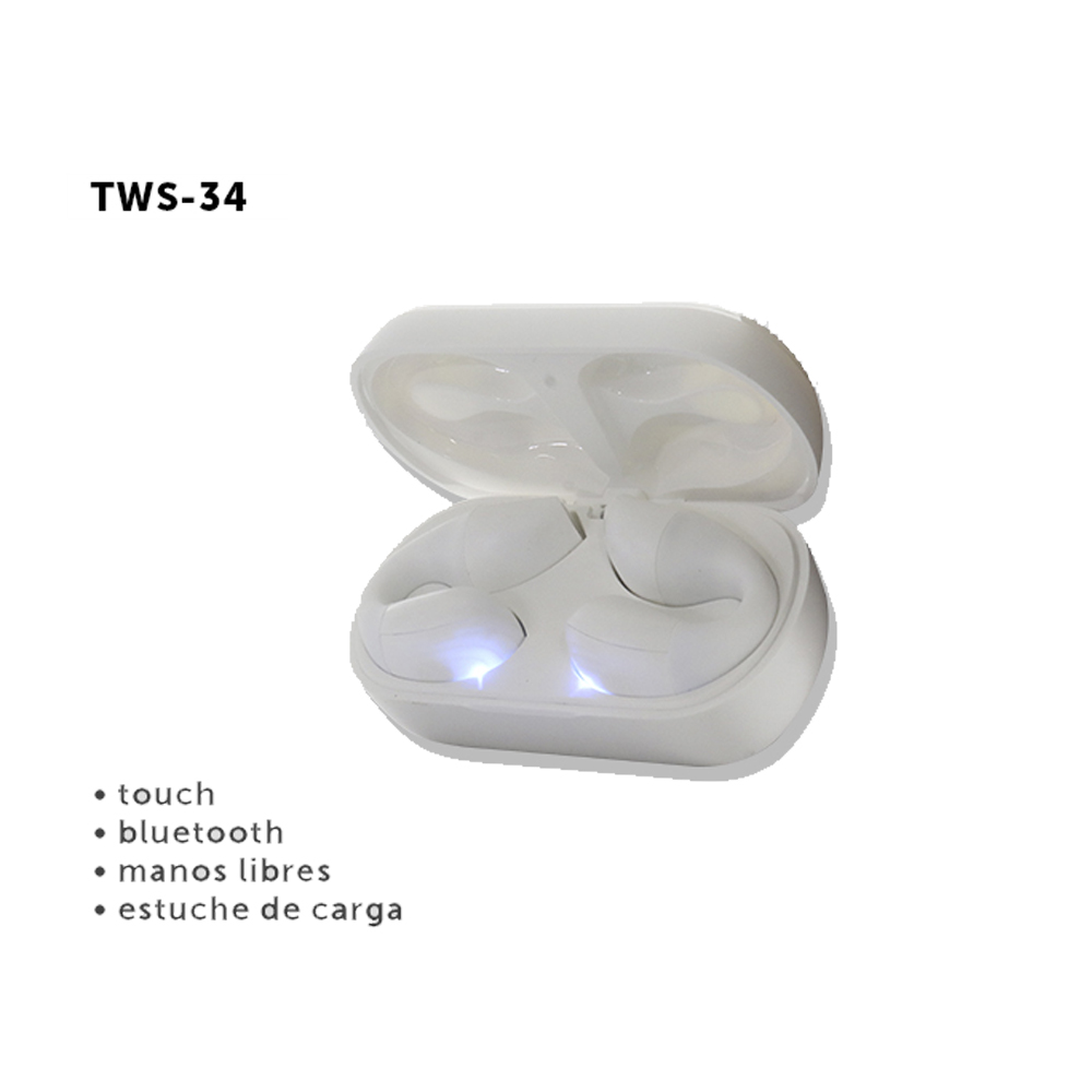 Audífonos Bluetooth In Ear Touch Manos Libres Link Bits Tws 34 Blanco