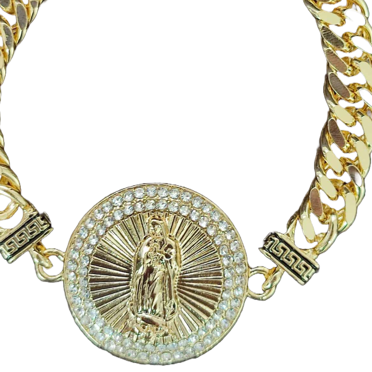 Esclava de la virgen de Guadalupe de oro laminado de 18 kilates,