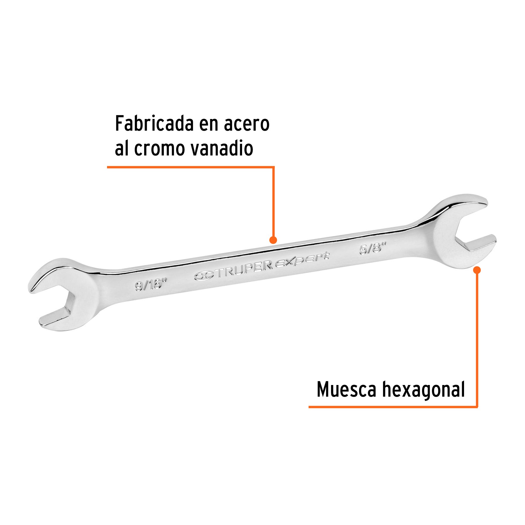 LLAVE ESPAÑOLA, 9/16 X 5/8" X 189 MM DE LARGO, TRUPER EXPERT 15690