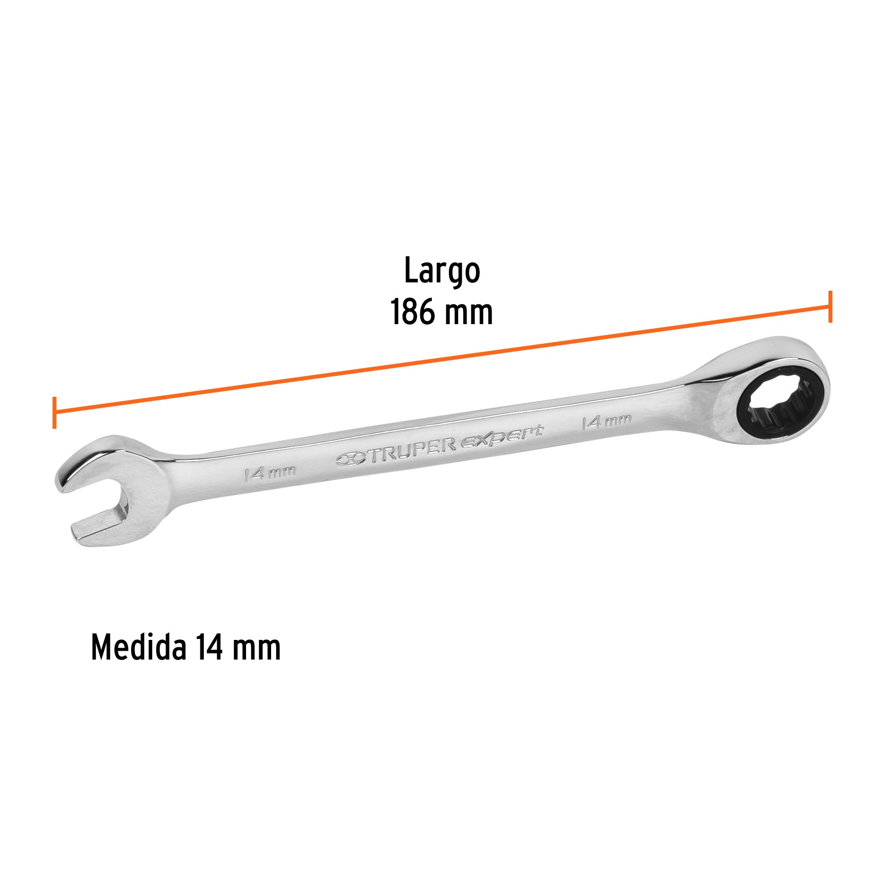 LLAVE COMBINADA CON MATRACA 14 MM X 186 MM LARGO, TRUPER EXPERT 1574