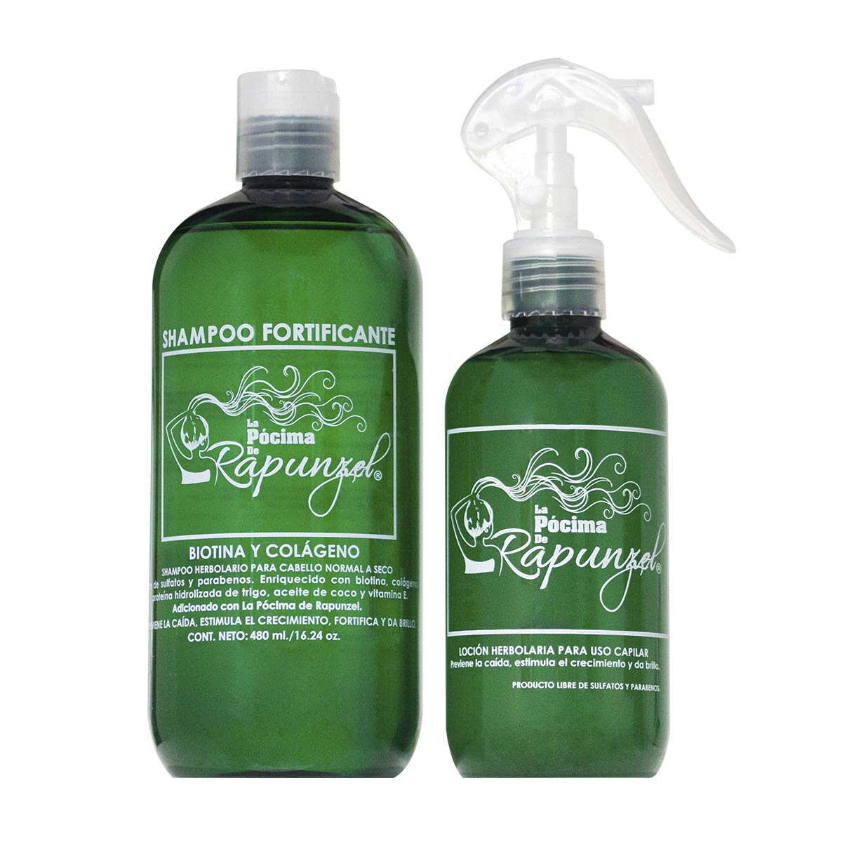 La pócima de Rapunzel Kit Shampoo Fortificante Shampoo 480ml y spray 250ml